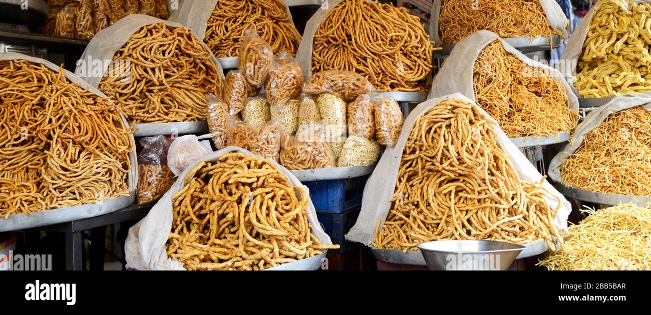 Colorful Indian street snacks Stock Photo - Alamy