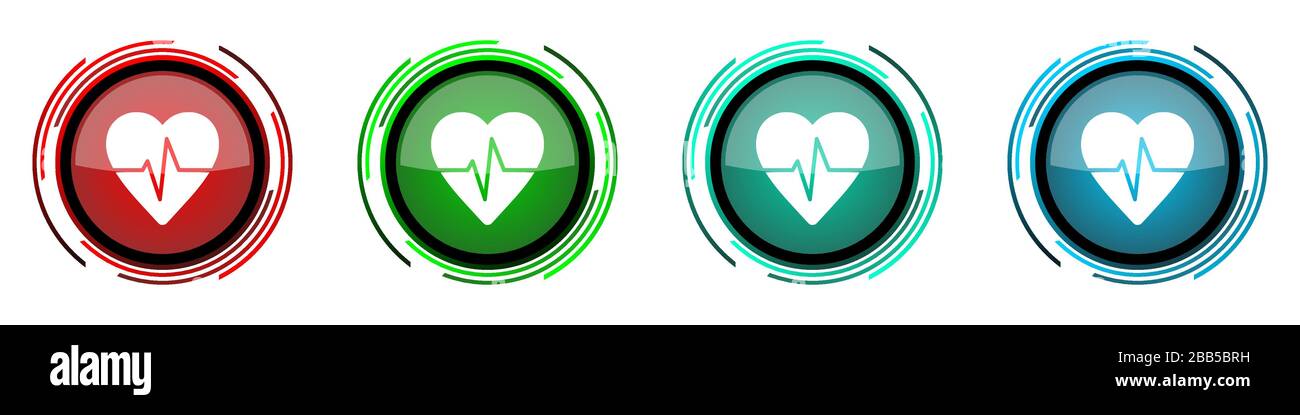 Pulse round glossy vector icons, set of buttons for webdesign, internet ...