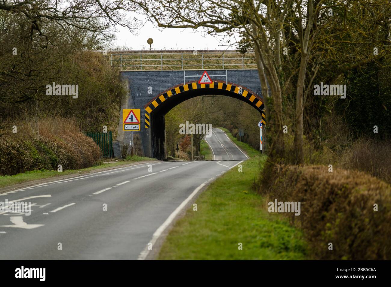 Low Railway bridge over the Fosse Way through Warwickshire, UK Stock ...