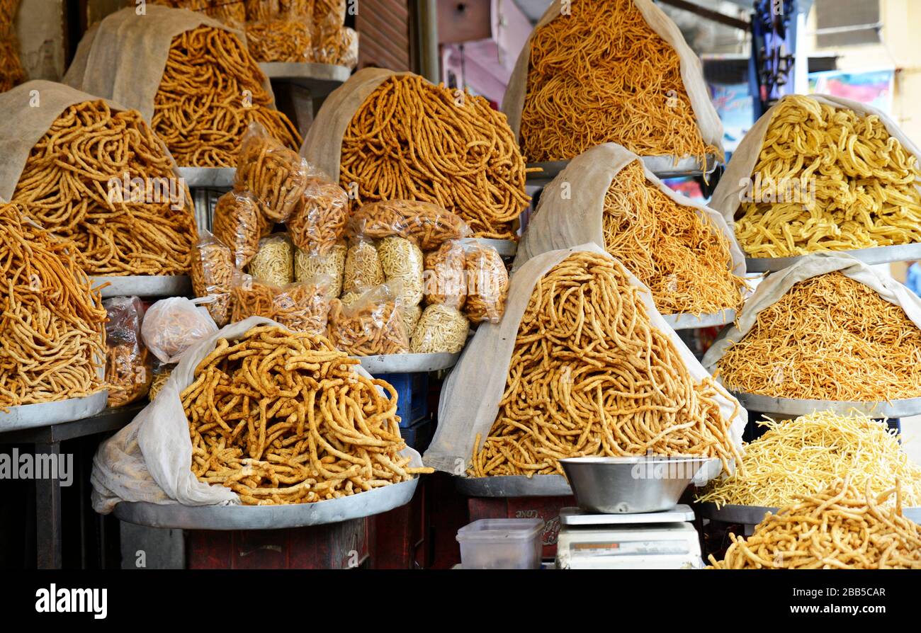 Colorful Indian street snacks Stock Photo - Alamy