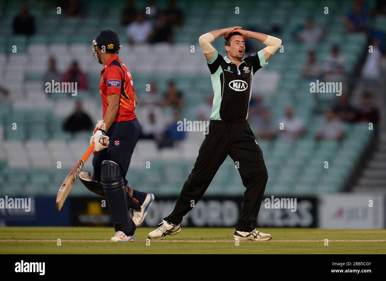 Surrey's Tim Linley (right) rues a missed chance Stock Photo - Alamy