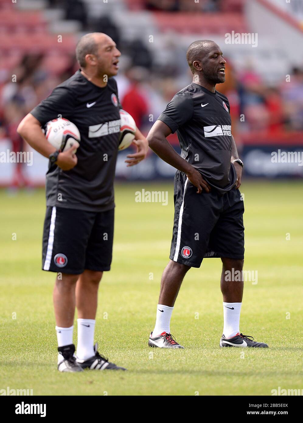 Charlton Athletic manager Chris Powell (right) and first team coach ...