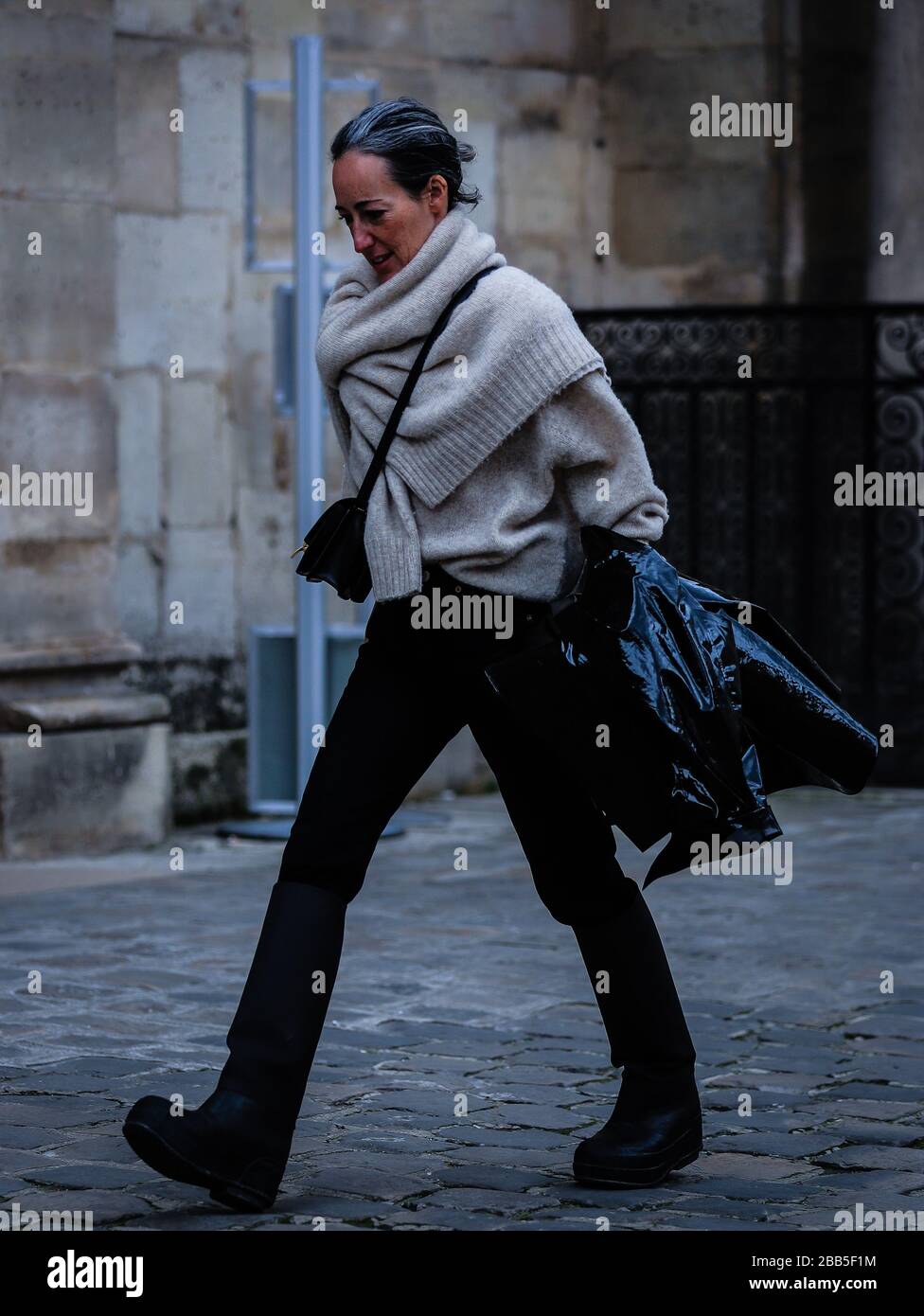 PARIS, France- March 3 2019: Brigitte Chartrand on the street during ...