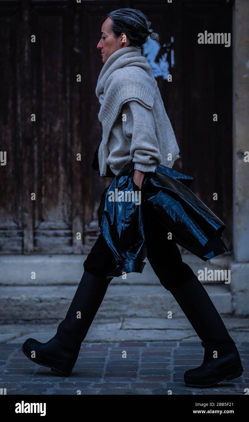 PARIS, France- March 3 2019: Brigitte Chartrand on the street during ...