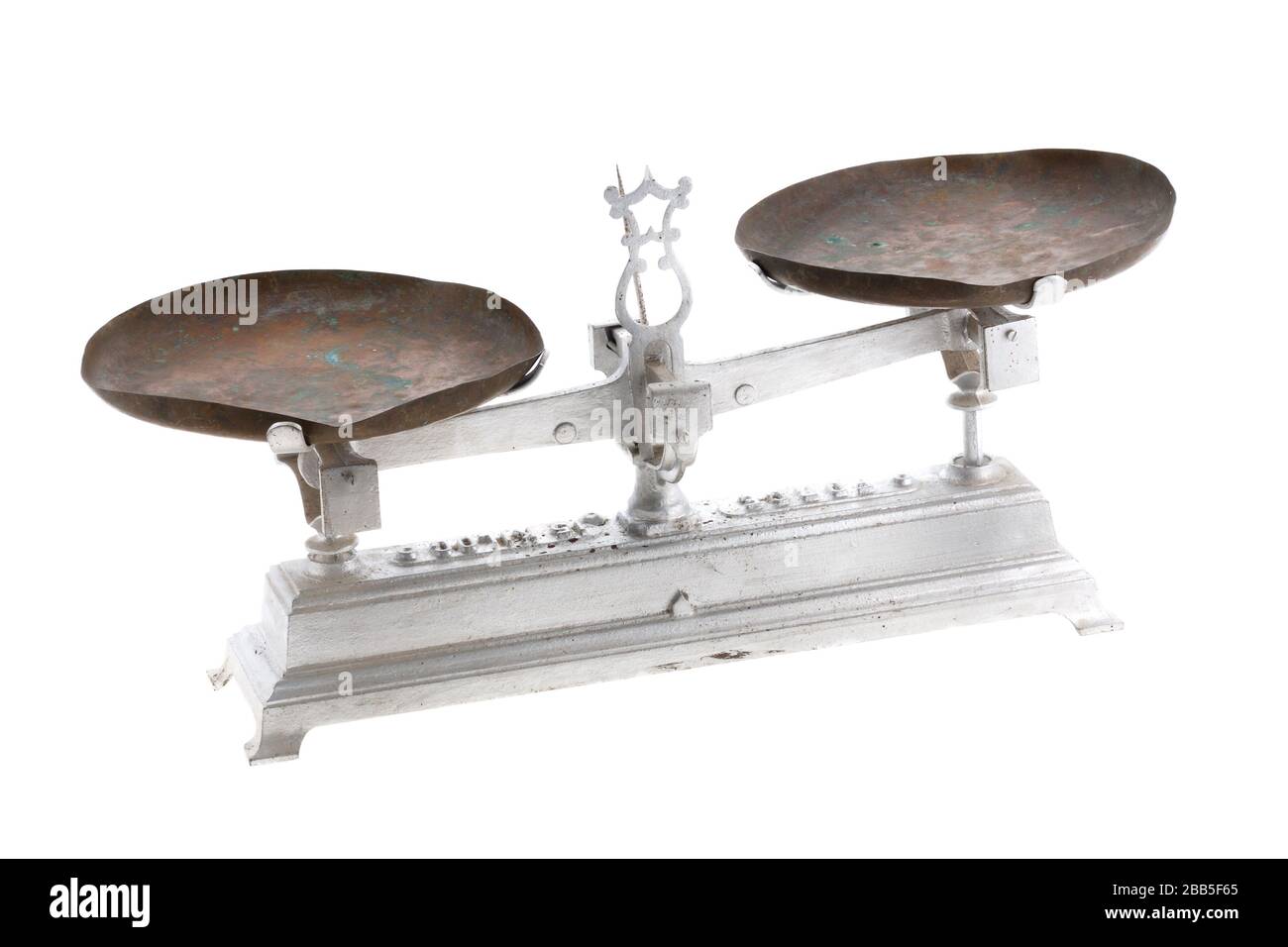 old metal balance isolated on white Stock Photo - Alamy