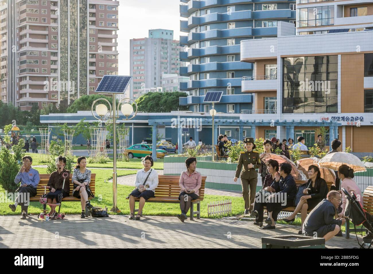 Modern apartment buildings, Pyongyang, Democratic People's Republic of ...