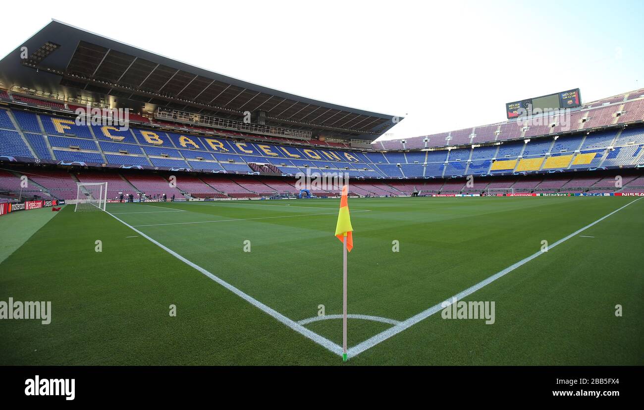 A general view of the pitch from the corner flag prior to the match ...