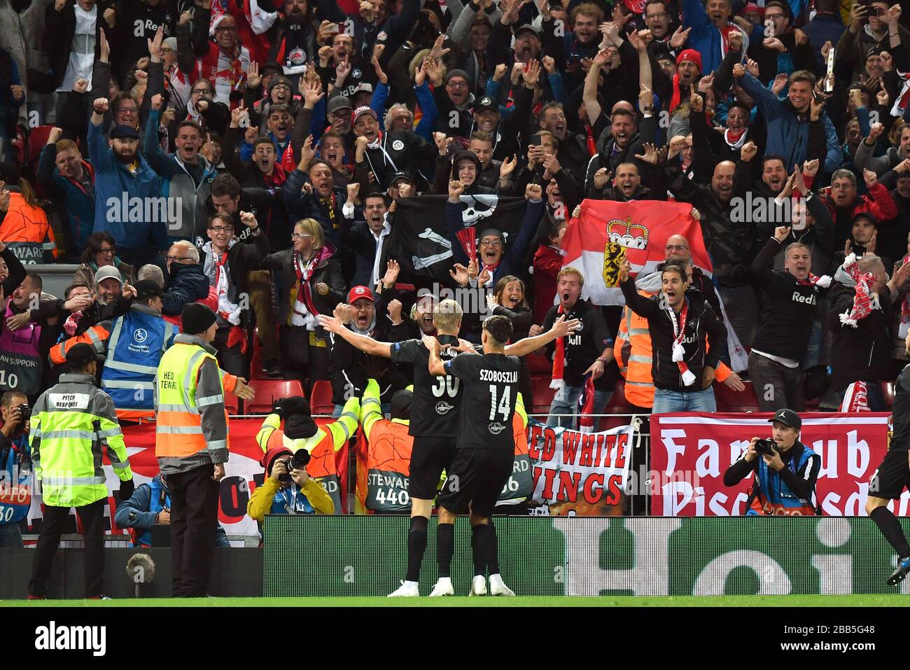 Red Bull Salzburg's Erling Braut Haland scores his side's third goal of ...