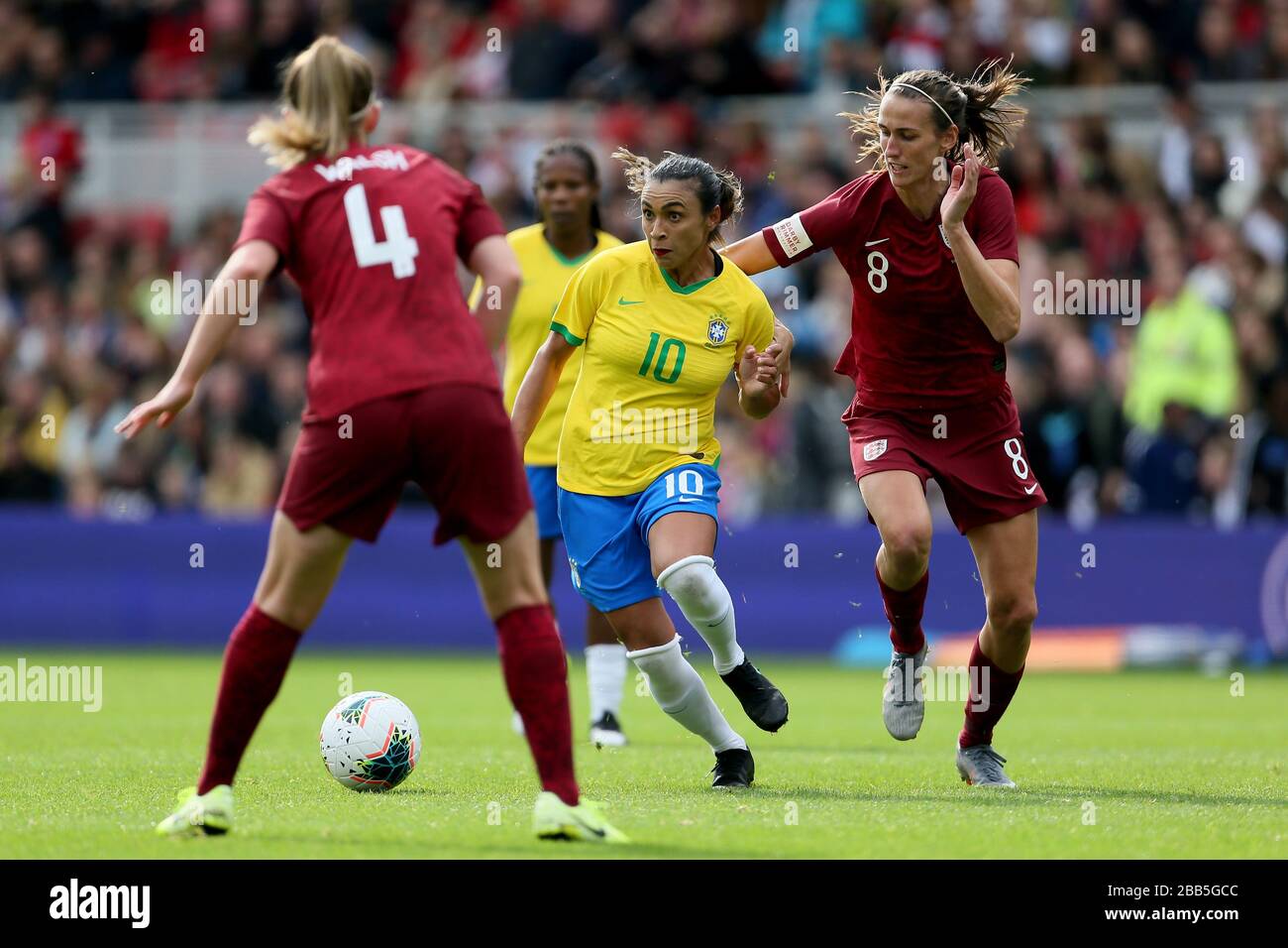 Brazil's Barbossa Barbara and England'’s Jill Scott in action battle ...