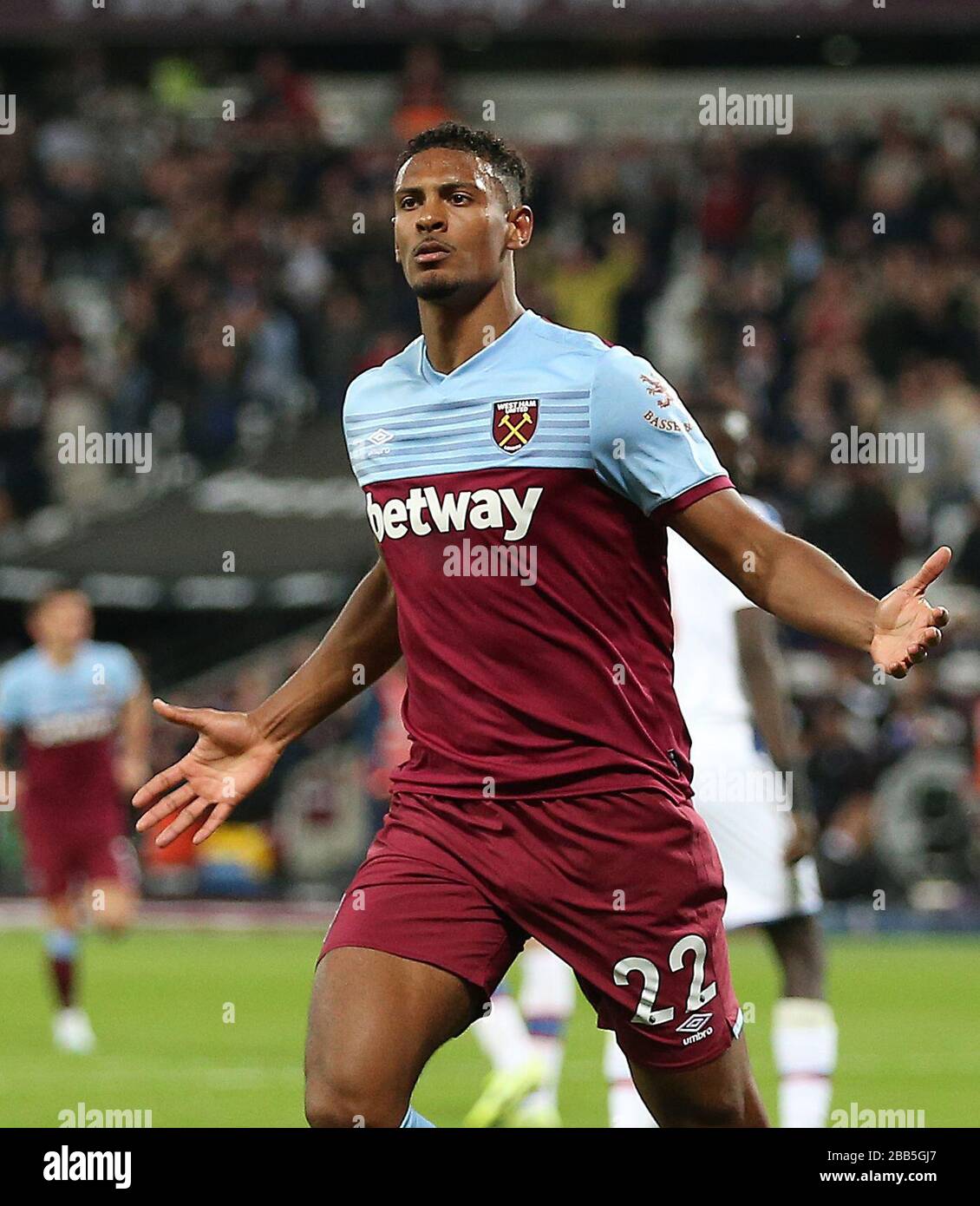 West ham uniteds sebastien haller celebrates scoring hi-res stock ...