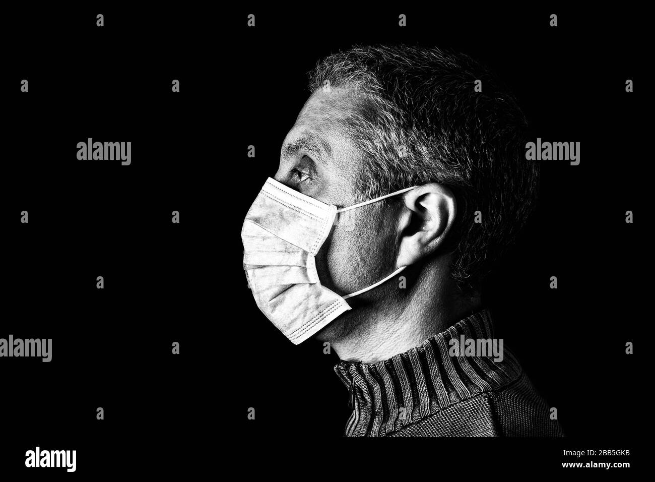 Threat biological hazard profile side side view black white hi-res ...