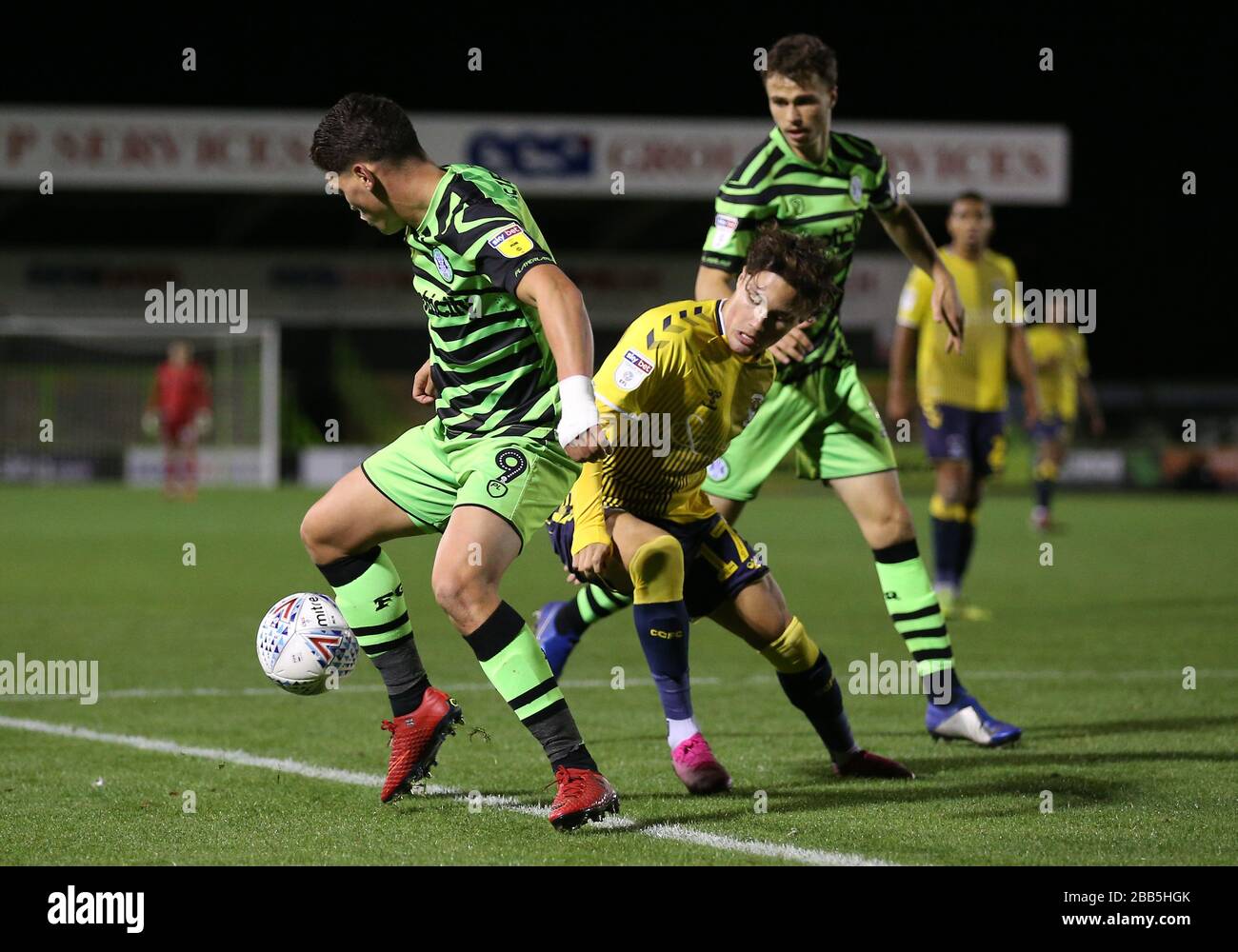 Forest Green Rovers' Matty Stevens (left) and Coventry City's Callum O ...