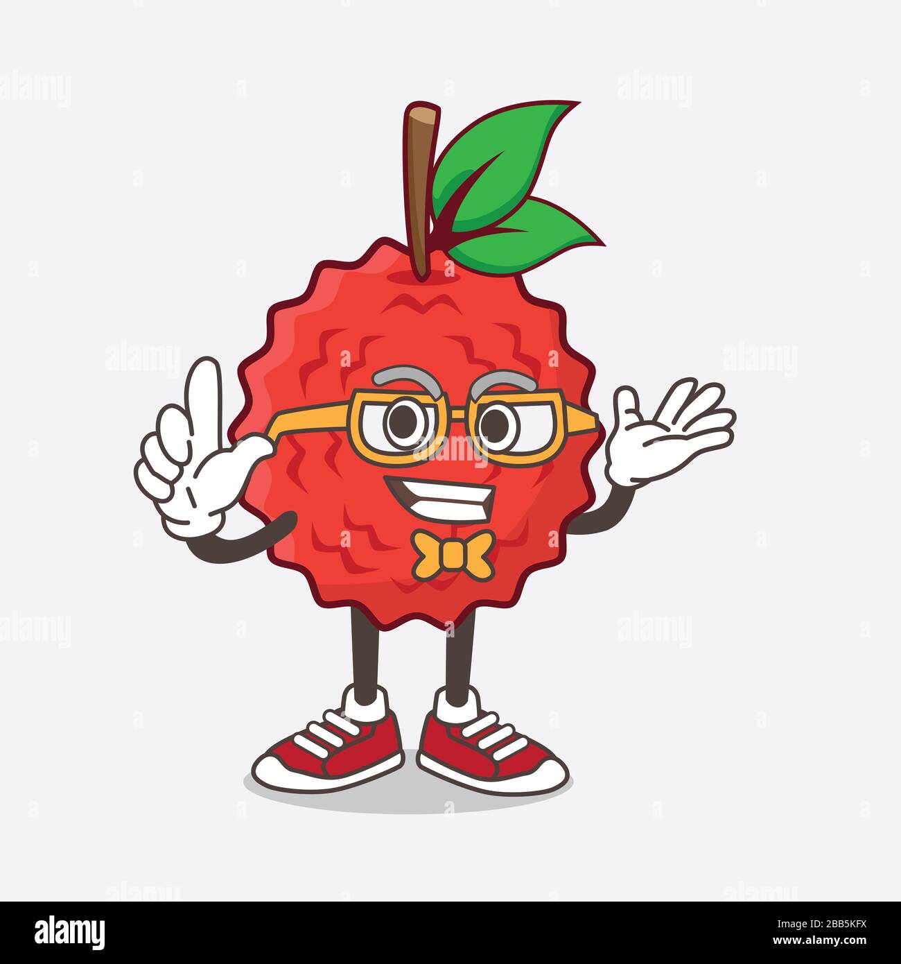 An illustration of Lychee Fruit cartoon mascot character in geek style ...