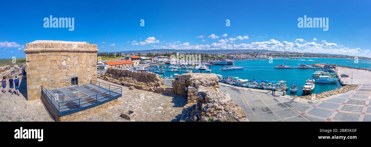 The harbor of Paphos with the castle, Cyprus Stock Photo - Alamy