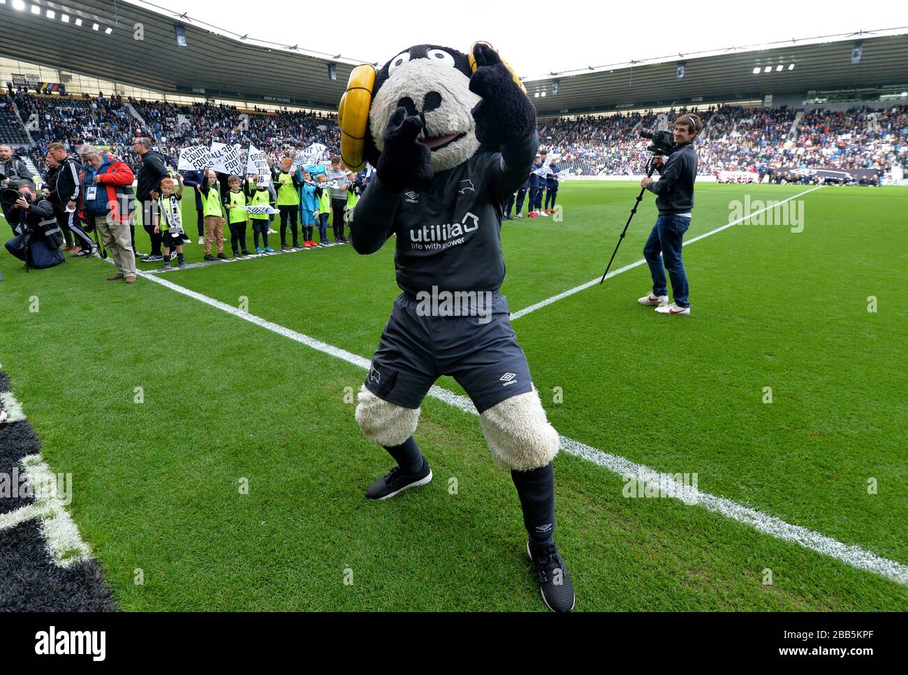 Derby County mascot Rammie The Ram on the pitch prior to the beginning ...