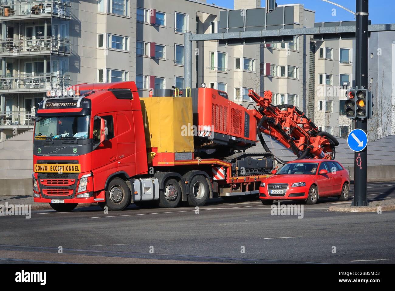 Helsinki, Finland. Mar 27, 2020. Volvo FH semi trailer transports ...
