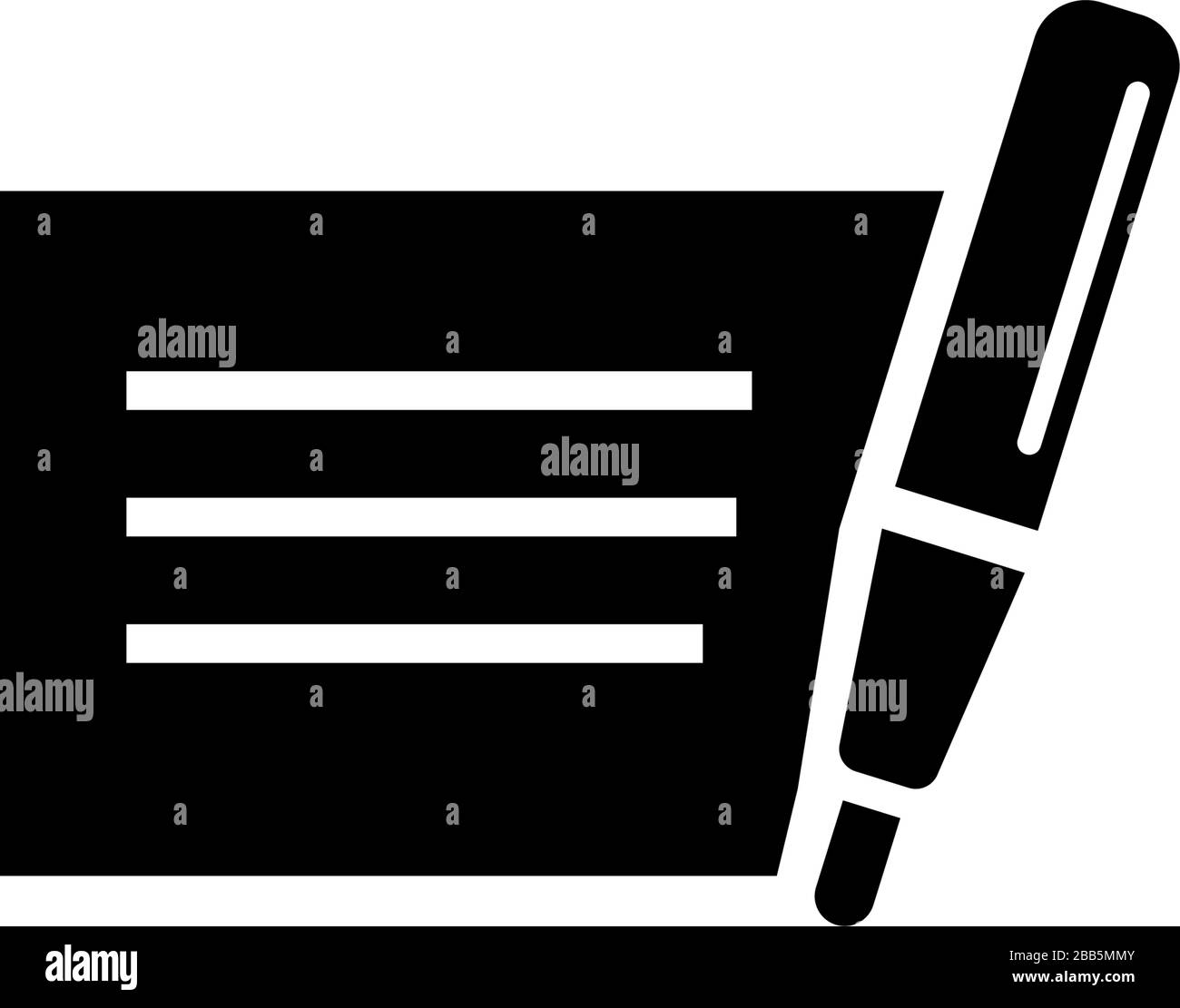 Personal Bank Money Check with Pen. Flat Vector Icon illustration ...
