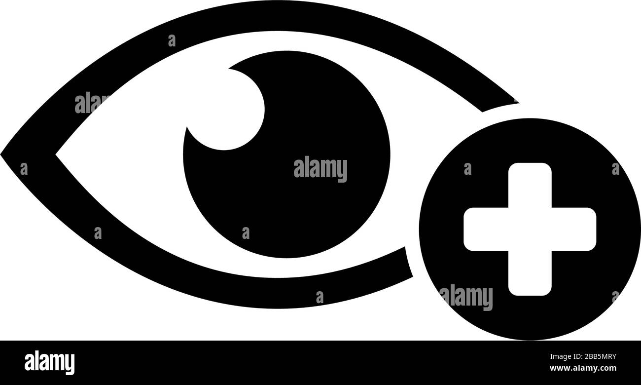 Human Eye with Plus, Farsighted Vision, Hyperopia. Flat Vector Icon ...