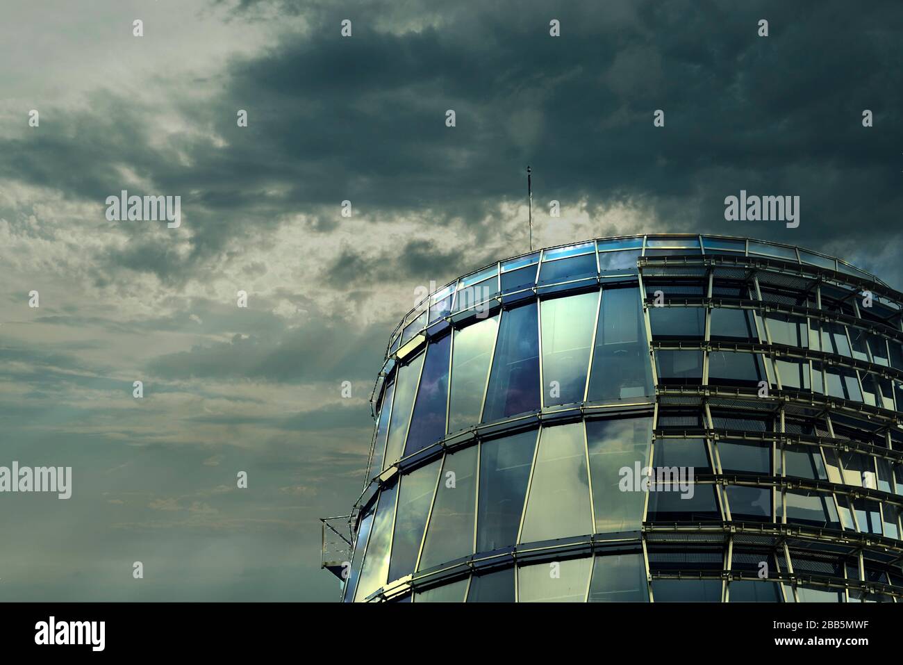 Sunlight reflection on glass building. Small part of glass buiding in ...
