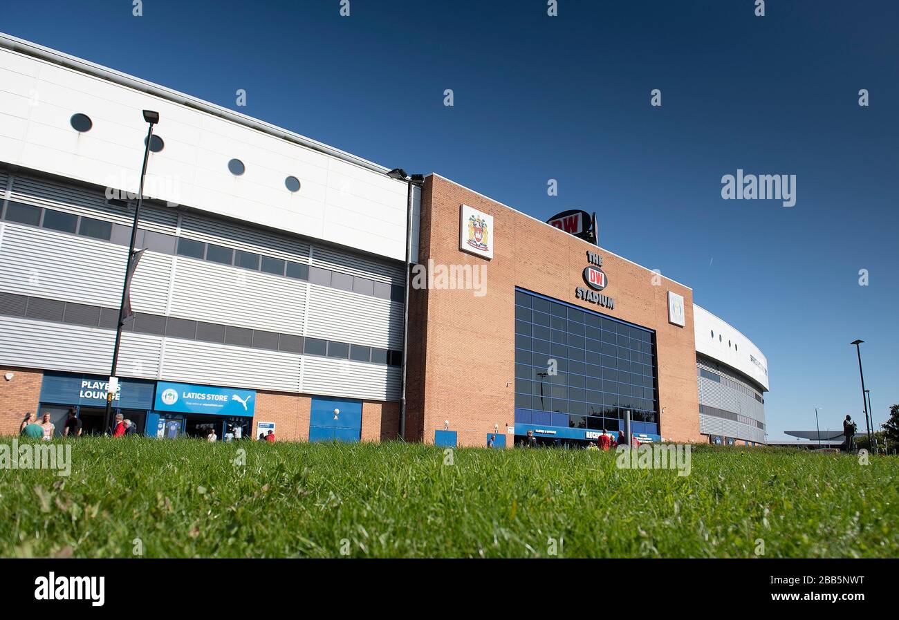 A general view of the DW Stadium, home of Wigan Athletic Stock Photo ...