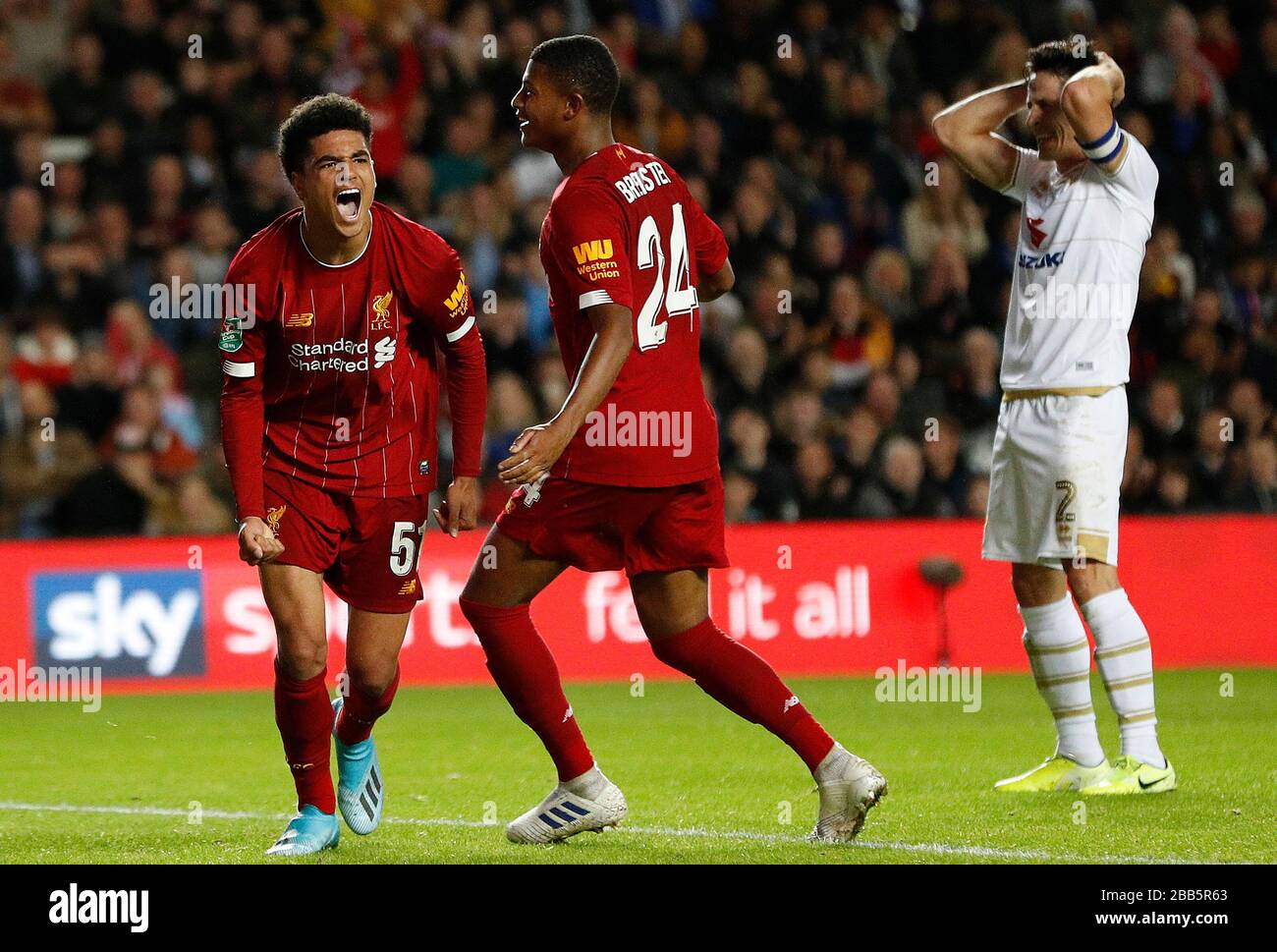 Liverpool's Ki-Jana Hoever celebrates scoring his teams second goal ...
