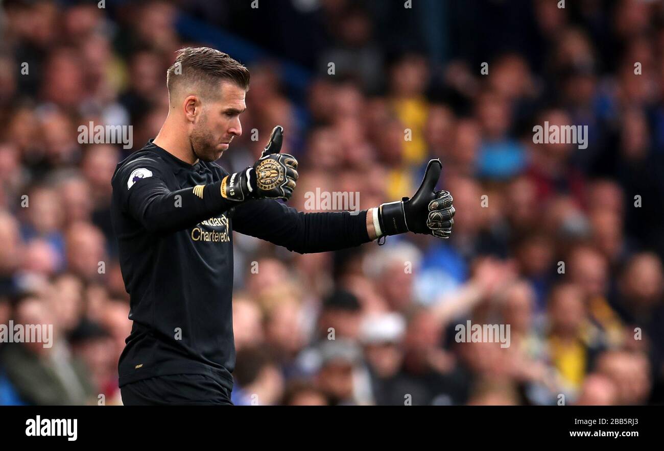 Liverpool goalkeeper Adrian gives the thumbs up Stock Photo - Alamy