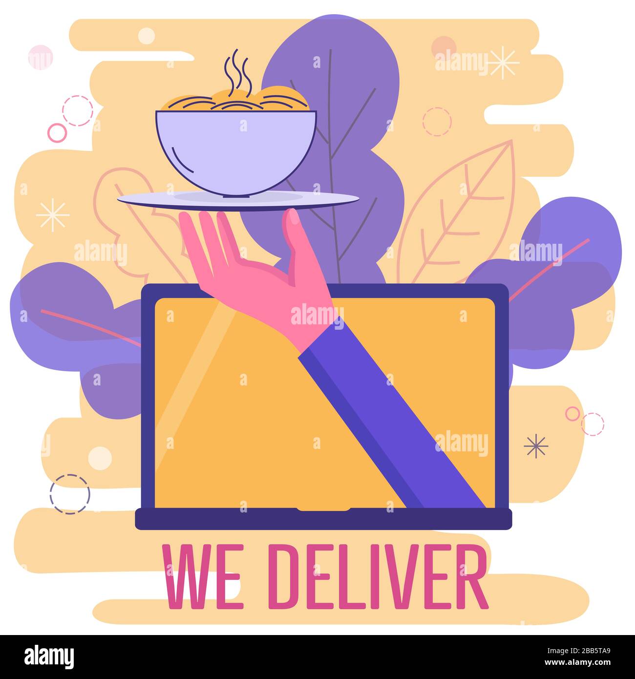 Flat design colorful vector illustration concept for food delivery ...