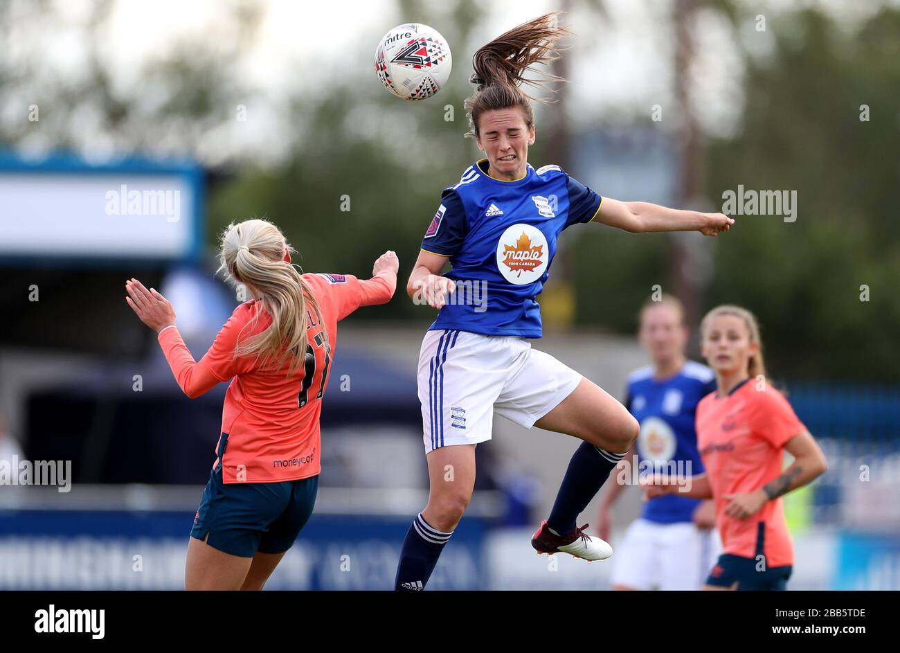 Birmingham City Women's Chloe Arthur battles for the ball with Everton ...