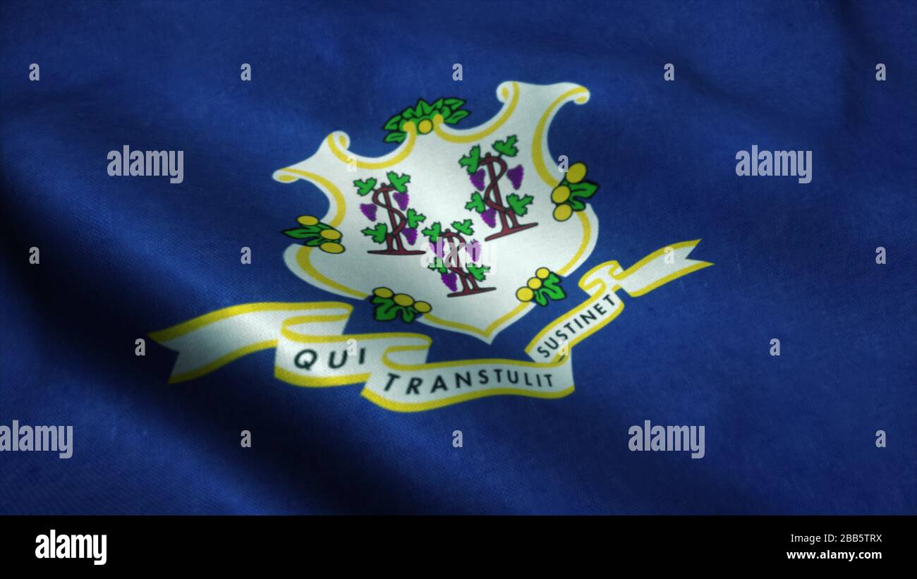 Connecticut State flag waving in the wind. National flag of Connecticut ...