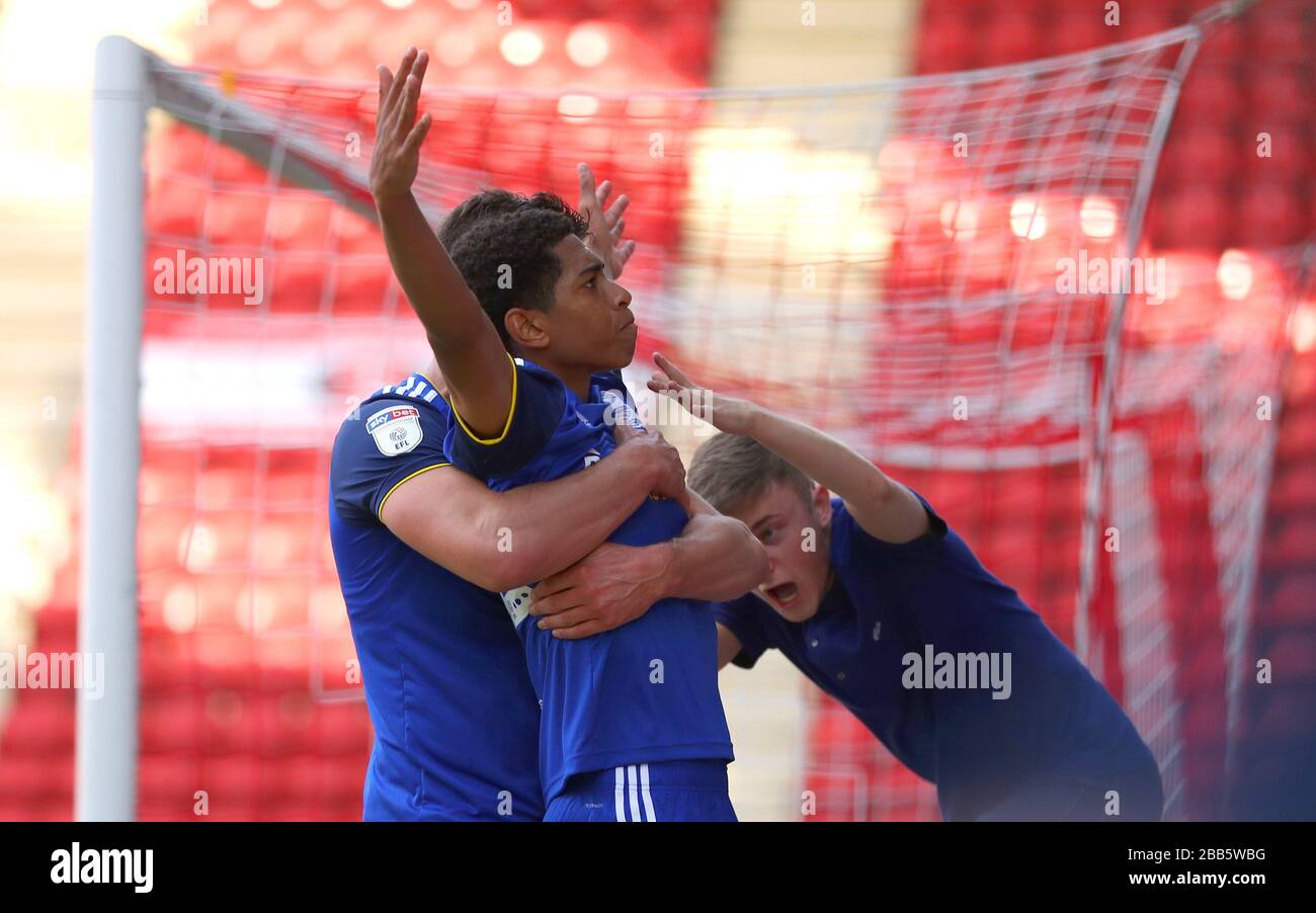 Birmingham City's Jude Bellingham celebrates after he scores his sides ...