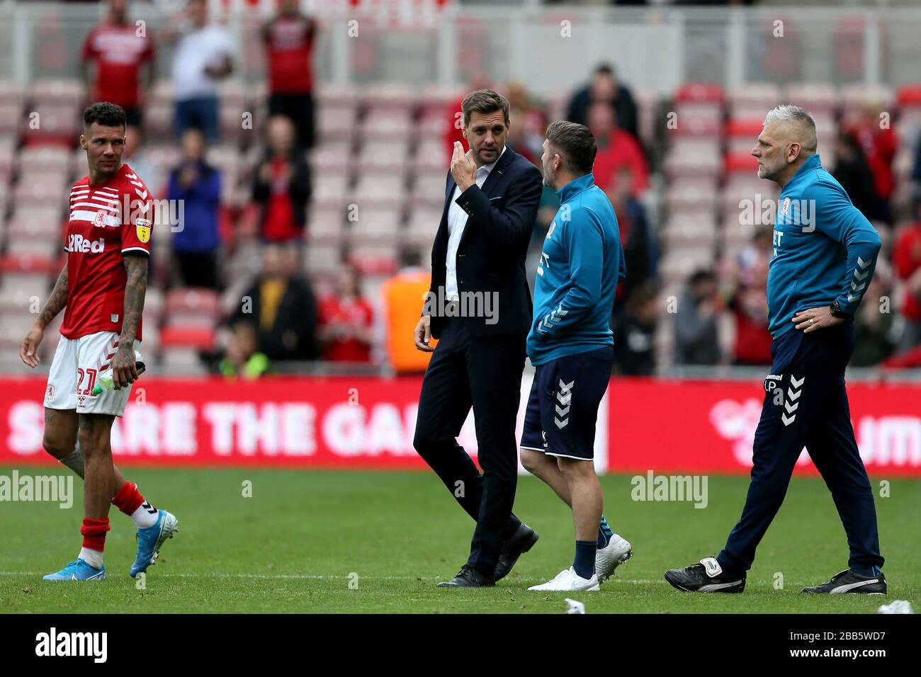 Middlesbrough manager Jonathan Woodgate and assistant Robbie Keane ...