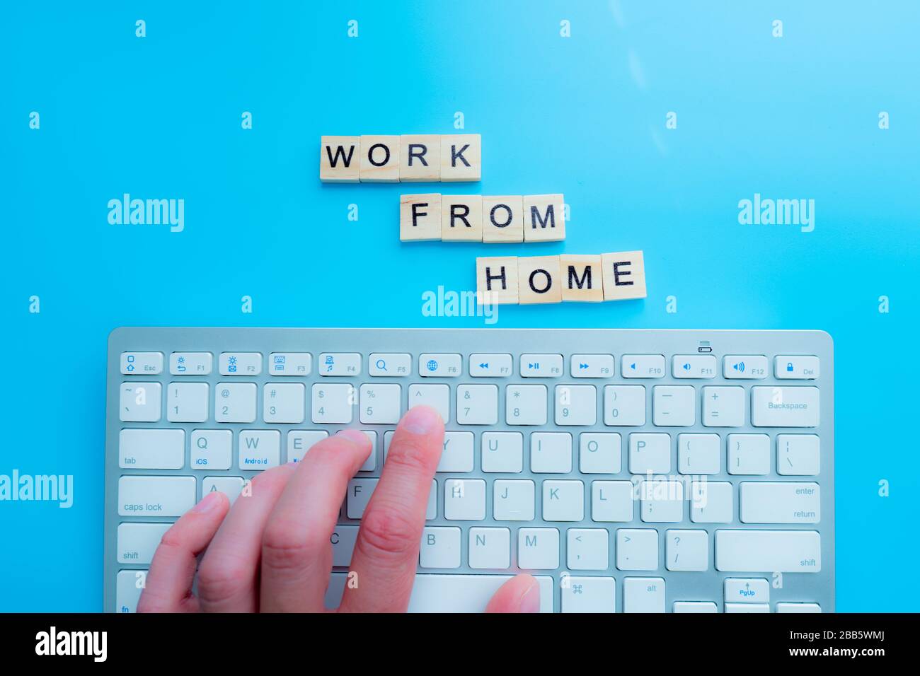 Work From Home, message concept written post it on laptop keyboard ...