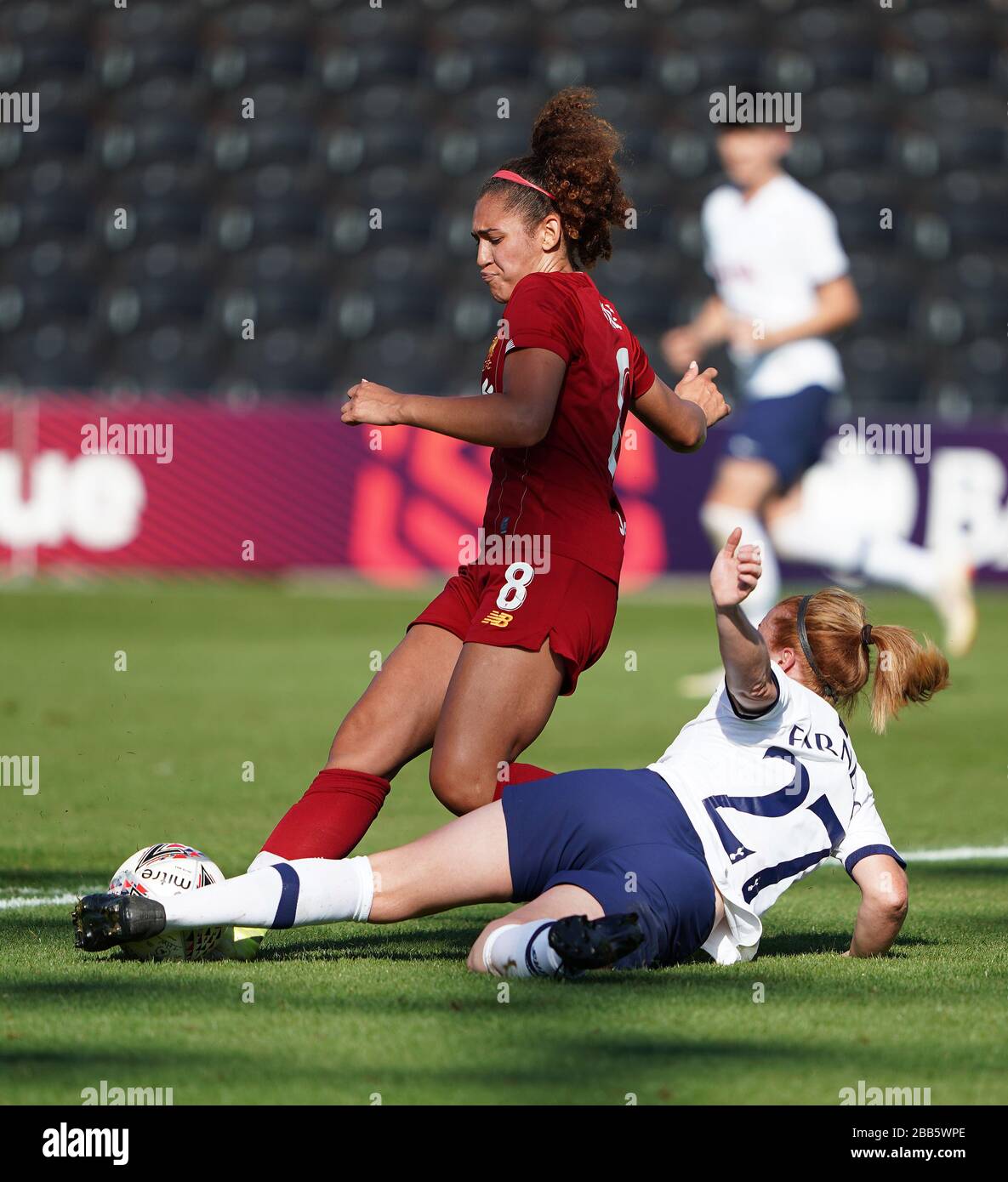 Tottenham Hotspur's Rachel Furness (right) and Liverpool's Jade Bailey ...