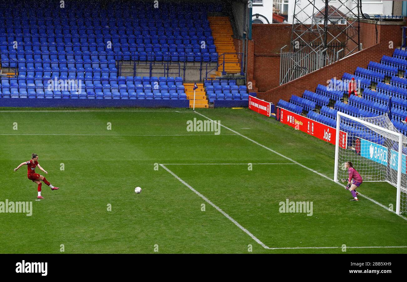 Liverpool's Melissa Lawley scores past Bristol City's Sophie Baggaley ...