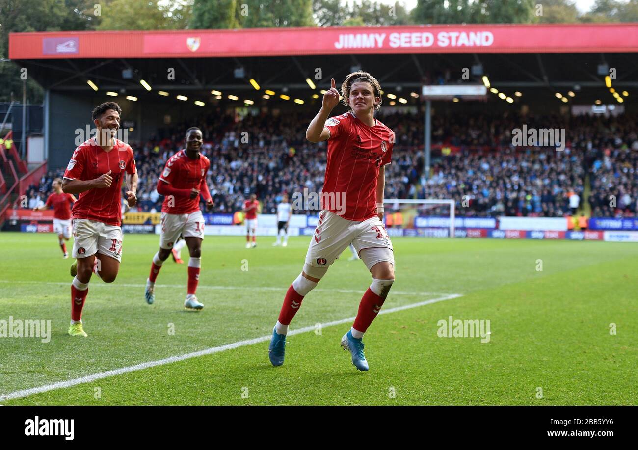 Charlton Athletic's Conor Gallagher celebrates scoring his side's third ...