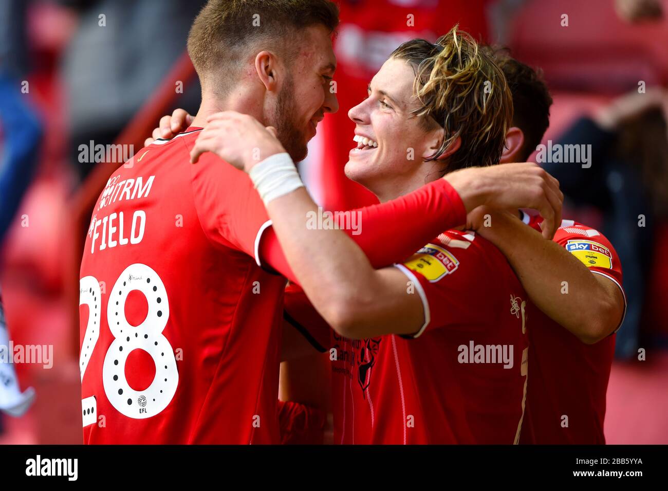 Charlton Athletic's Conor Gallagher (right) celebrates scoring his side ...