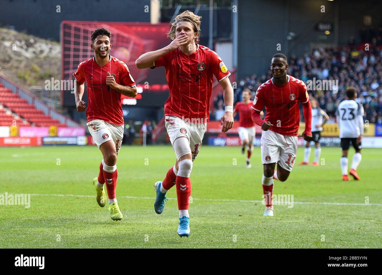 Charlton Athletic's Conor Gallagher celebrates scoring his side's third ...