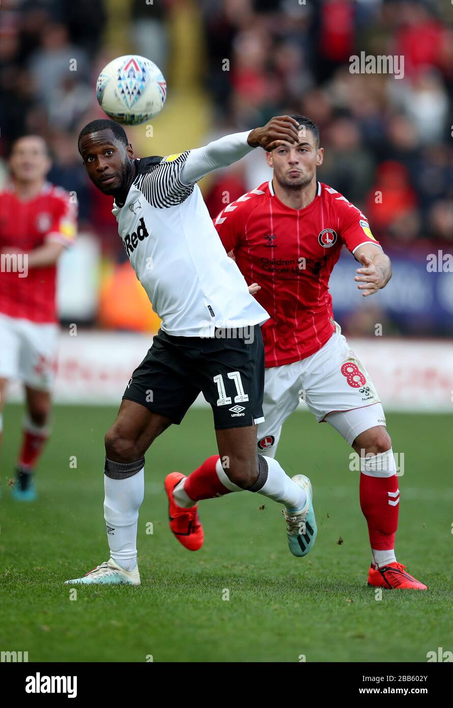Derby County's Florian Jozefzoon and Charlton Athletic's Jake Forster ...