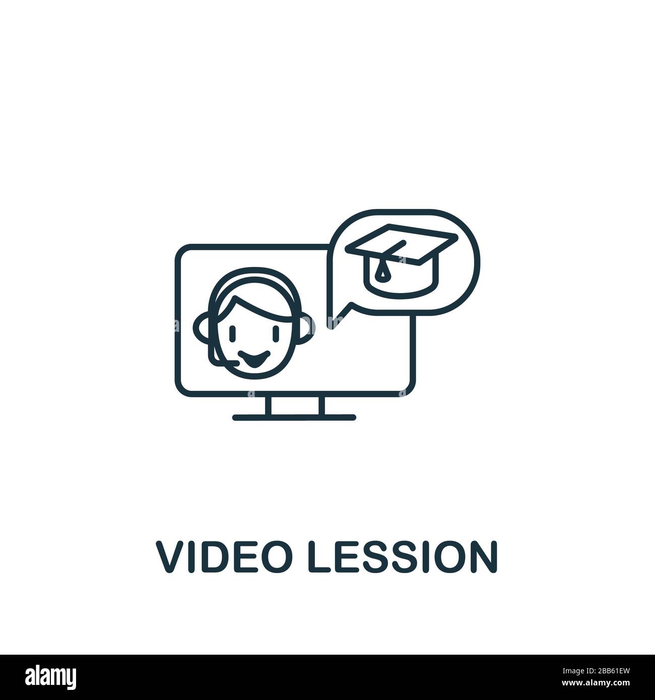 Video Lesson icon from e-learning collection. Simple line element Video ...