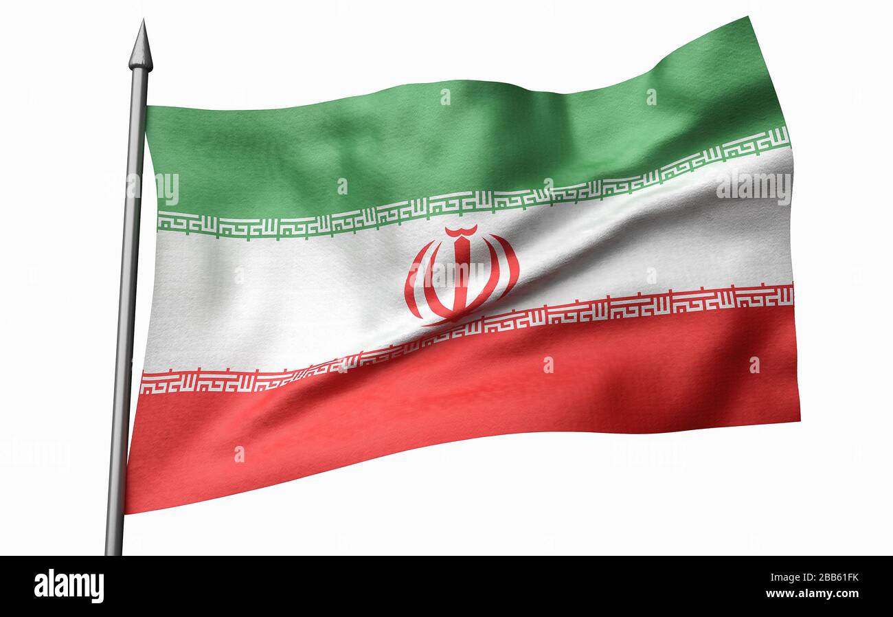 3D Render of Flagpole with Iran Flag Stock Photo - Alamy
