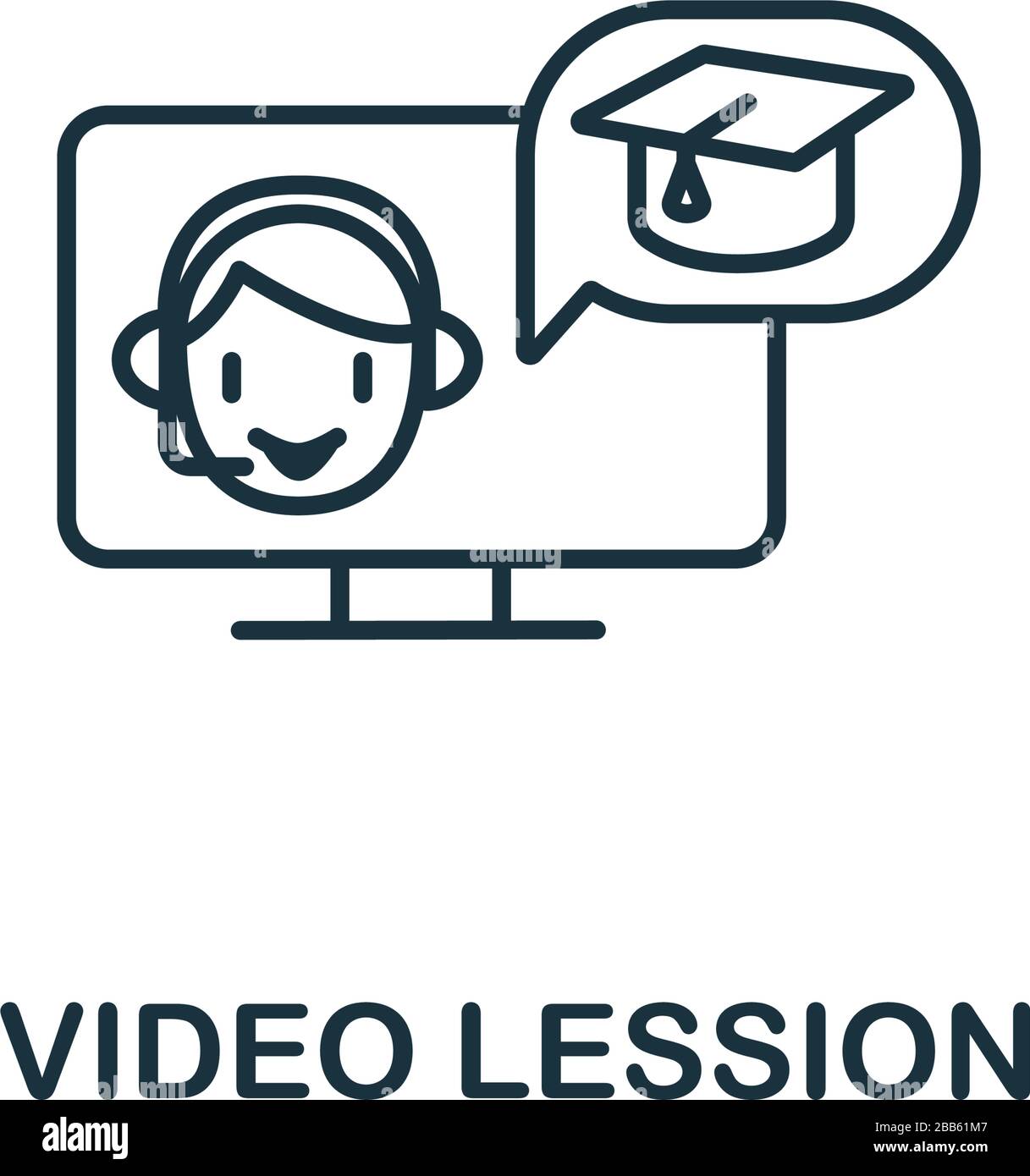 Video Lesson icon from e-learning collection. Simple line element Video ...
