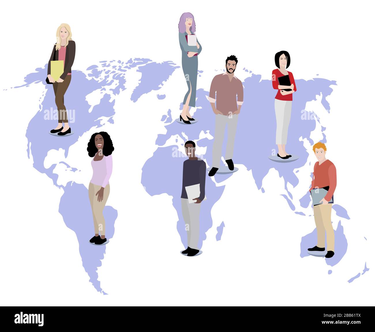 Multicultural students from all over the world. Vector student college ...