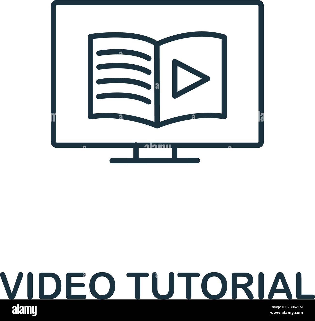 Video Tutorial icon from e-learning collection. Simple line element ...