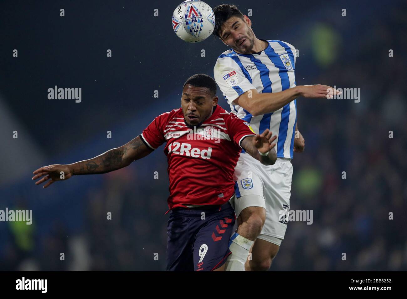Huddersfield Town's Christopher Schindler beats Middlesbrough's Britt ...