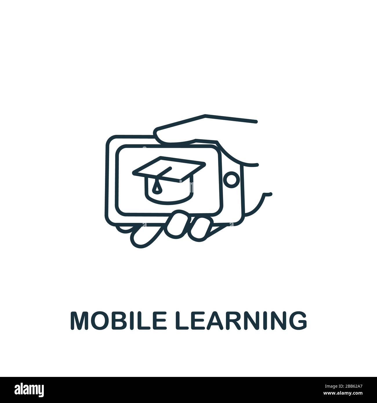 Mobile Learning icon from e-learning collection. Simple line element ...