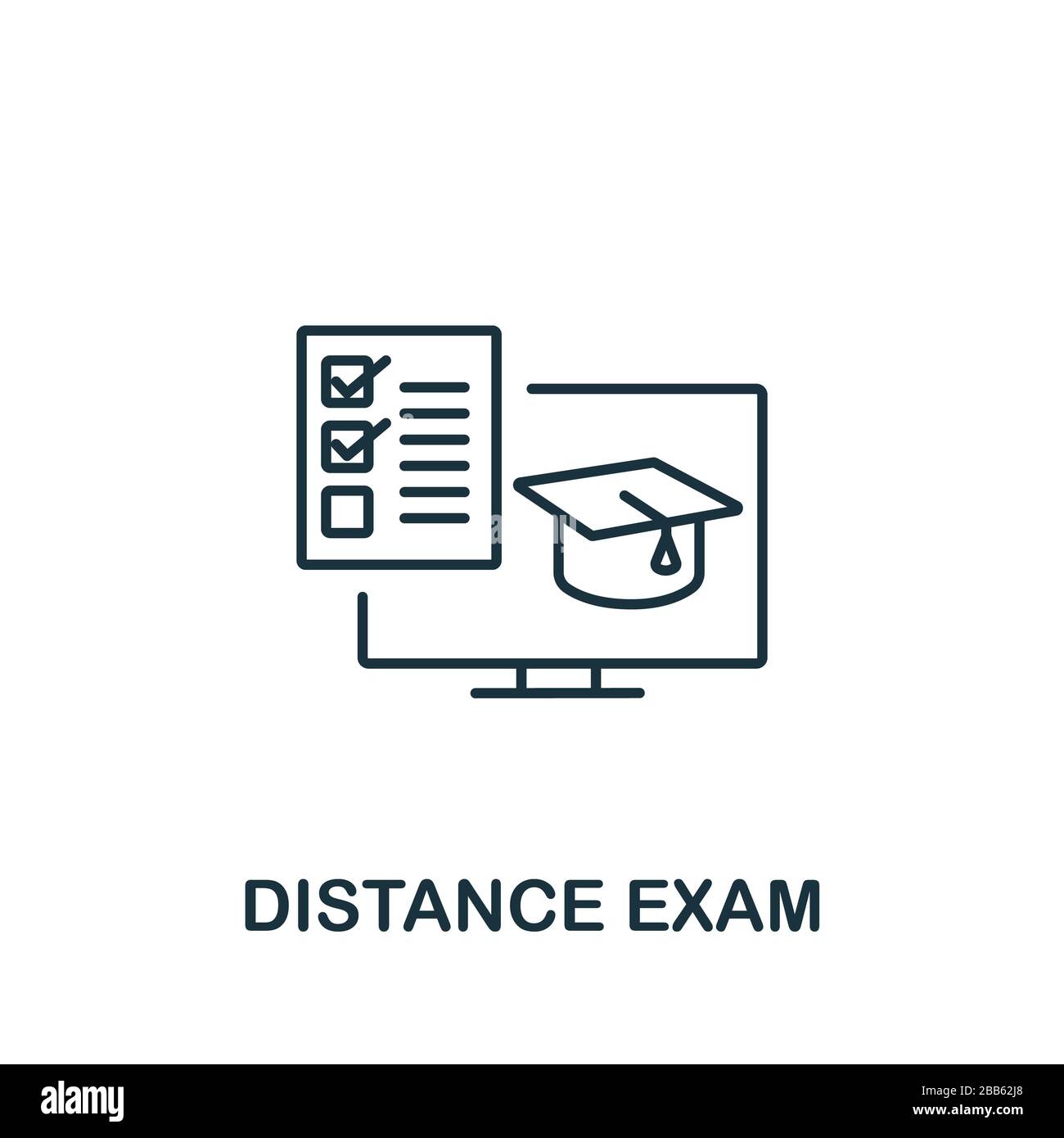 Distance Exam icon from e-learning collection. Simple line element ...