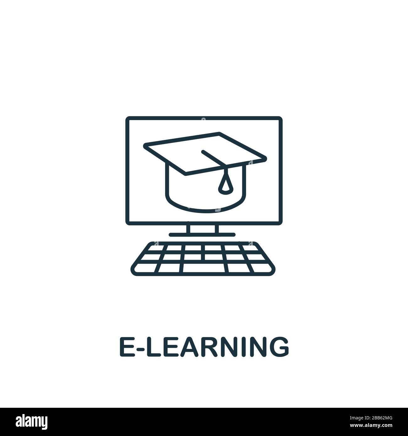 E-Learning icon. Simple line element E-Learning symbol for templates ...