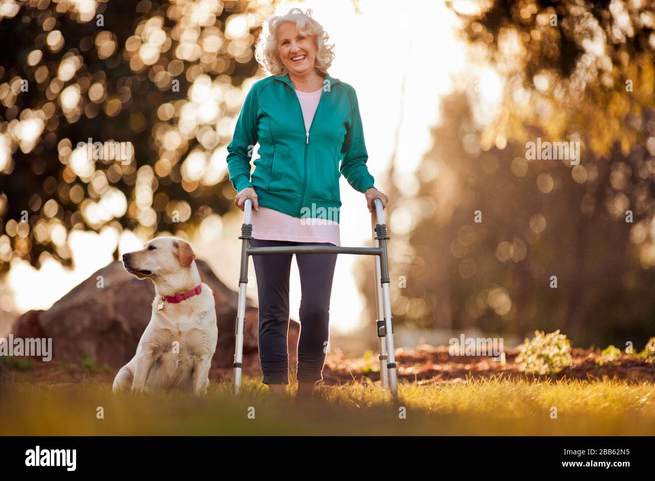 Woman using a walking aid hi-res stock photography and images - Alamy