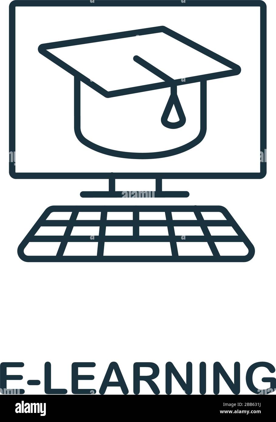 E-Learning icon. Simple line element E-Learning symbol for templates ...