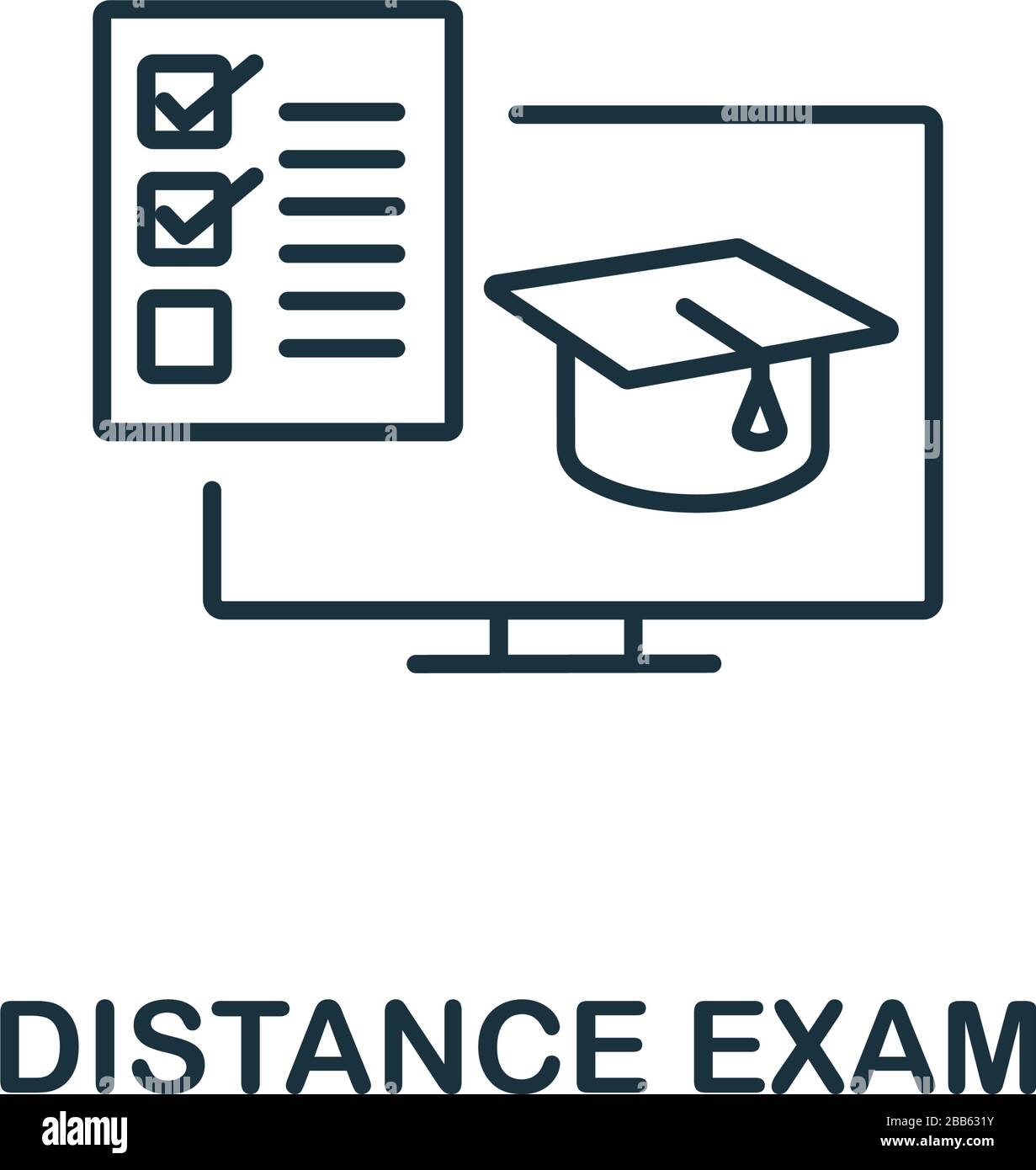 Distance Exam icon from e-learning collection. Simple line element ...